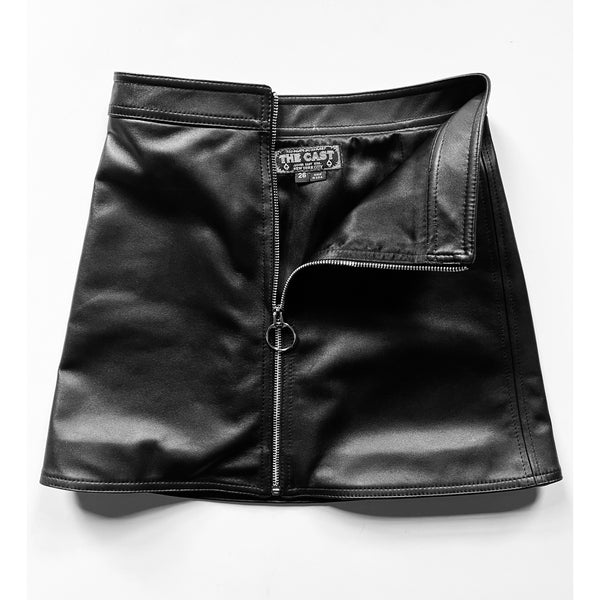 Black Lambskin Leather Front Zip Mini Skirt – THE CAST